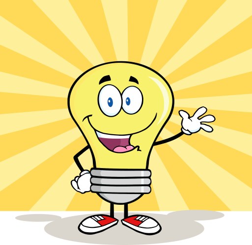 Light bulb cartoon with thumbs up Royalty Free Vector Image
