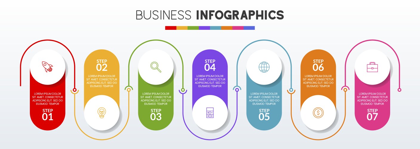 Infographics design template and icons with 7 Vector Image