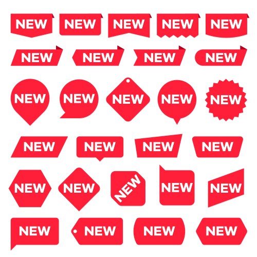 New stickers modern labels and corner red Vector Image