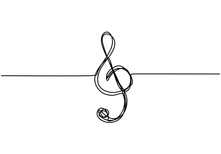 One continuous single line of a treble clef Vector Image