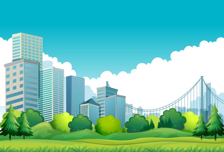 City view with high skyscrapers Royalty Free Vector Image