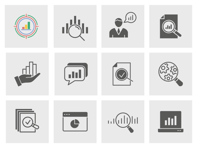 Data analysis icon set isolated Royalty Free Vector Image