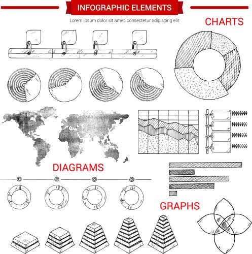 Finance chart infographic elements sketch Vector Image