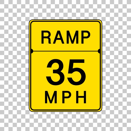 Ramp 35 mph road sign isolated on white background