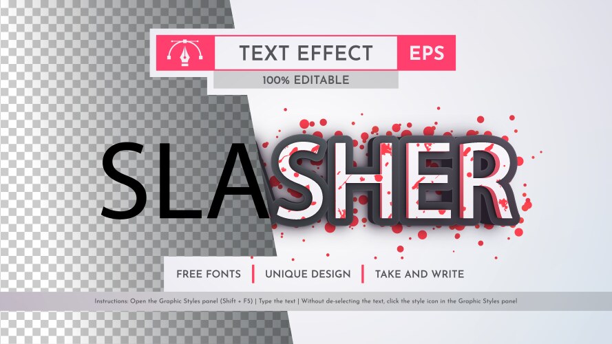 Bloody - editable text effect font style Vector Image