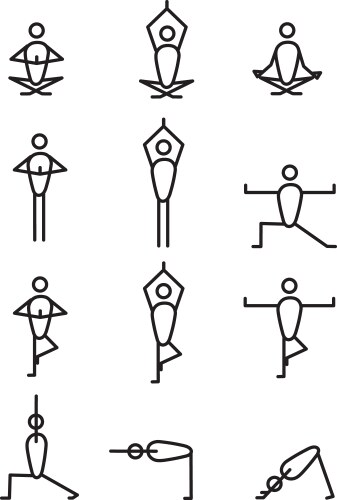 Yoga woman poses icons set Royalty Free Vector Image