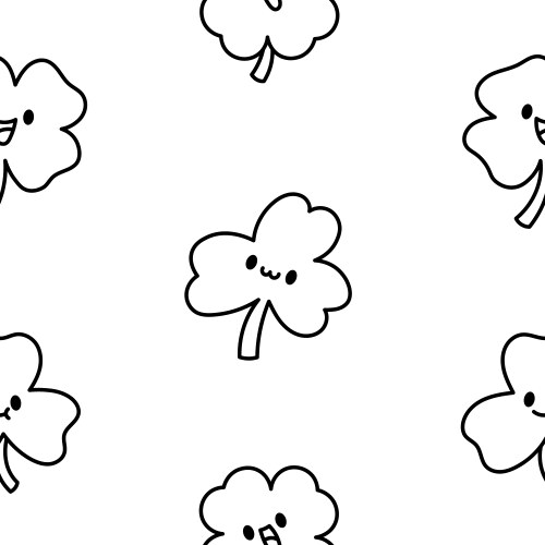 Cute kawaii lucky clover coloring page Royalty Free Vector