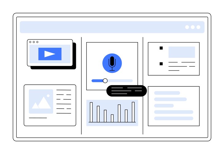 Digital dashboard with charts graphs video and Vector Image