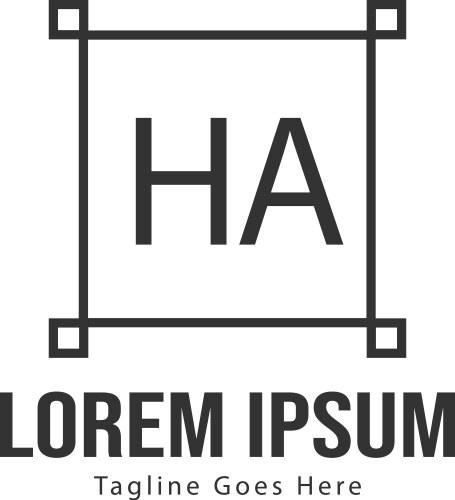 Initial ha logo template with modern frame Vector Image