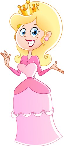 Cartoon princess with flowers on a yellow Vector Image