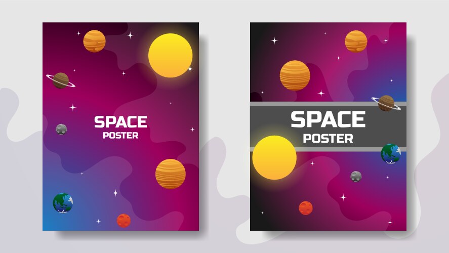 Space poster design with planets sun star Vector Image