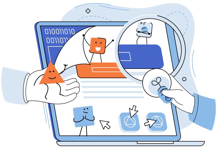 Application testing metaphor app test Royalty Free Vector