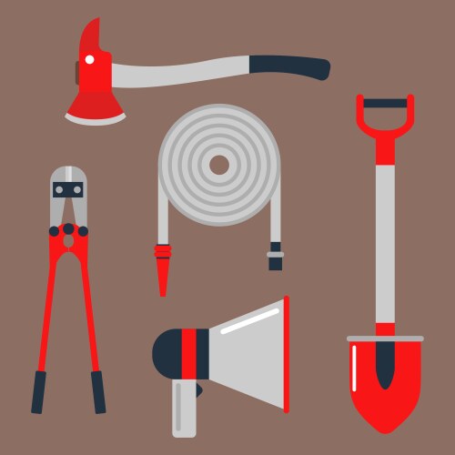 Fire safety equipment emergency tools firefighter Vector Image