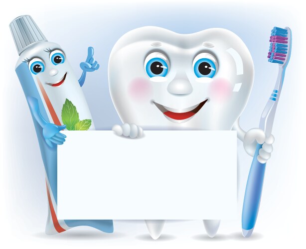Cartoon funny toothpaste and toothbrush Royalty Free Vector