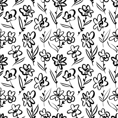 Cute funny groovy flowers collection in linear Vector Image
