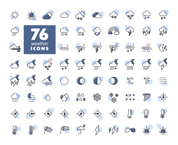 Weather forecast icon set meteorology sign Vector Image
