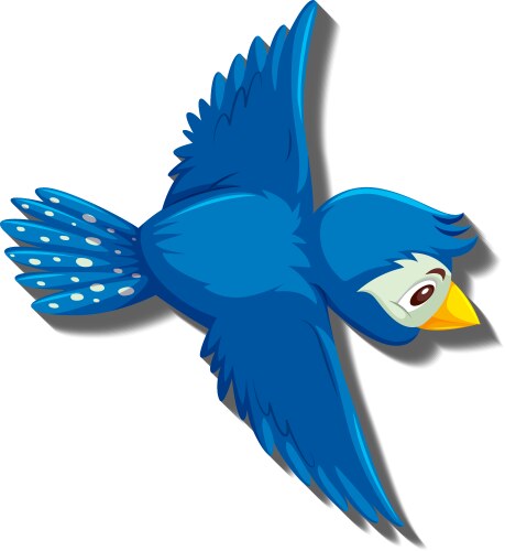 Cute blue bird cartoon character Royalty Free Vector Image