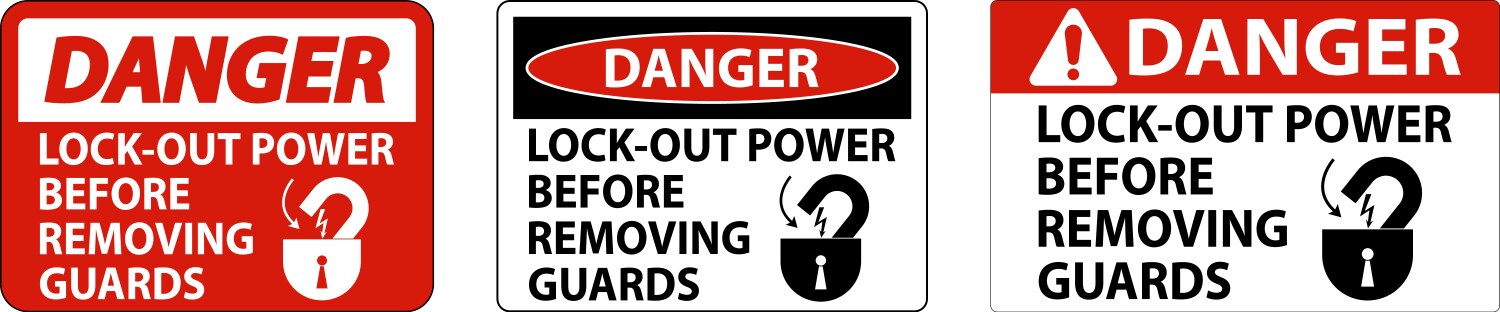 Danger lock-out power label on white background Vector Image