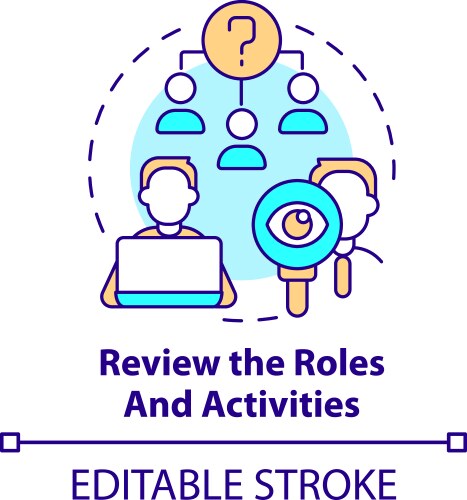 Review roles and activities blue gradient concept Vector Image