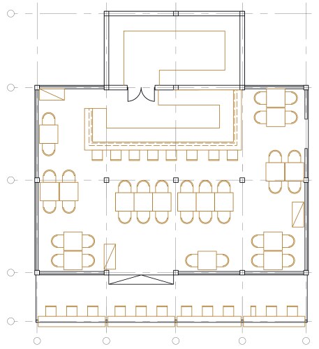 Architectural design small cafe top view plan Vector Image