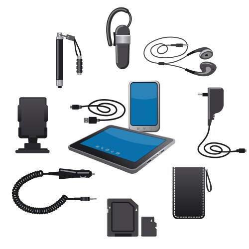 Mobile phone accessories icons Royalty Free Vector Image