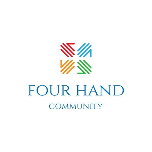 Four hand line icon on white background Royalty Free Vector