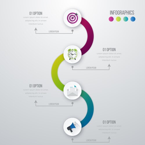 Timeline infographic with snail colored ribbon Vector Image