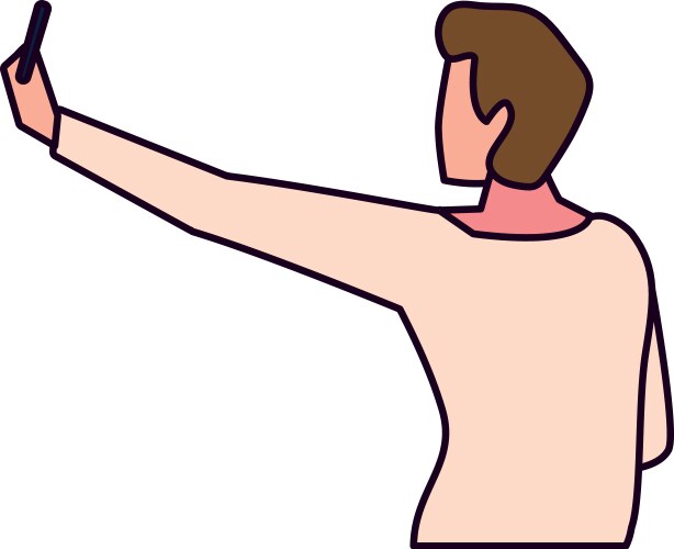 Young man back position on white background Vector Image