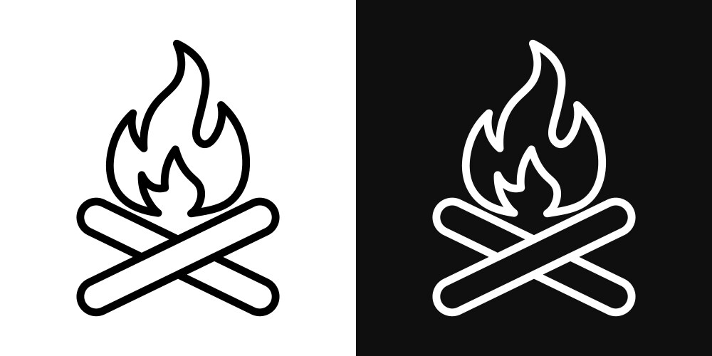 Flame icon set heat sign fire burn symbol Vector Image