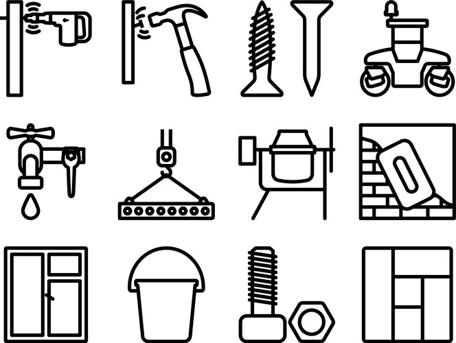 Architecture construction building icon set Vector Image