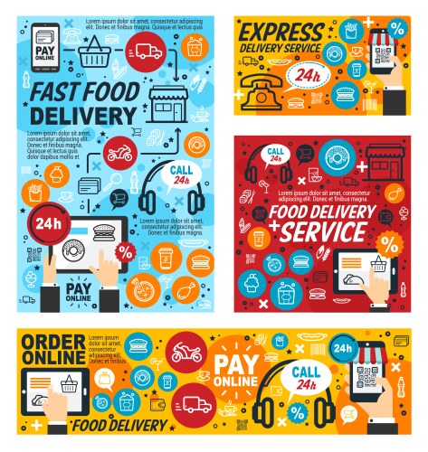 Fast food online order infographics Royalty Free Vector