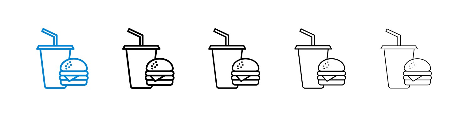 Hamburger soda icon set junk food symbol fast Vector Image