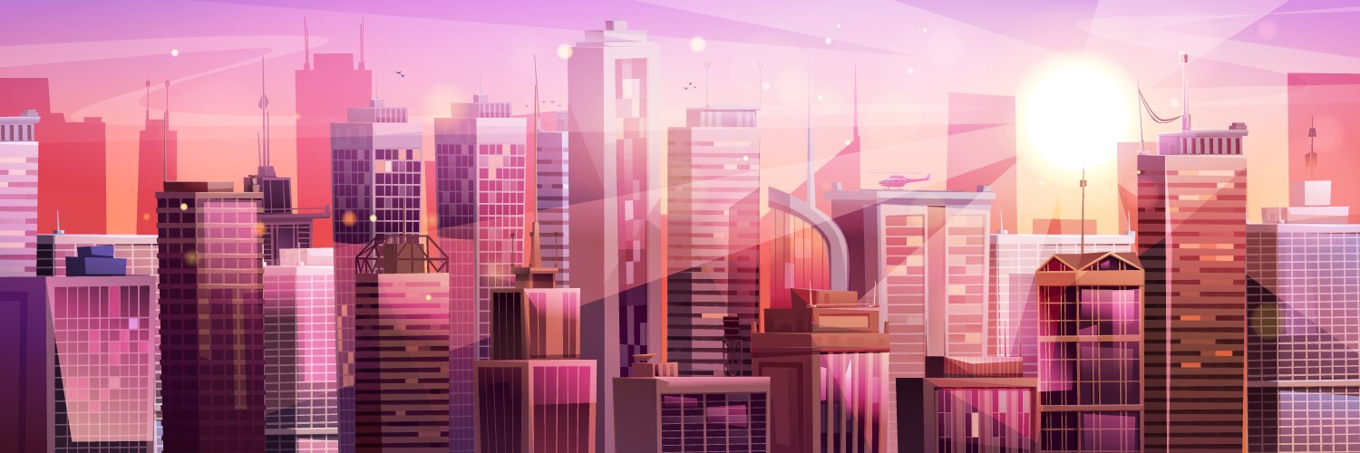 Sunset cityscape background Royalty Free Vector Image