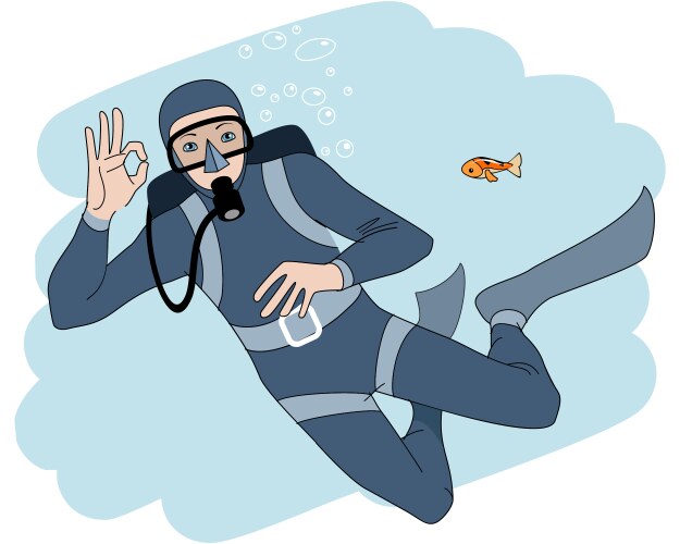 Diver boy cartoon Royalty Free Vector Image - VectorStock