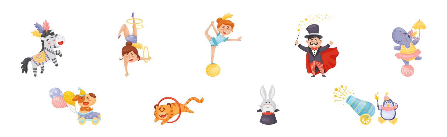 Amusing circus animal performing trick and stunt Vector Image