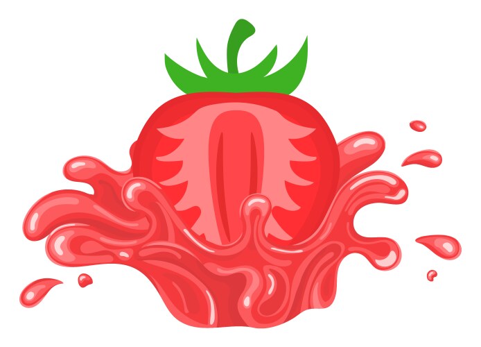 Red fresh realistic strawberry with juice splash Vector Image