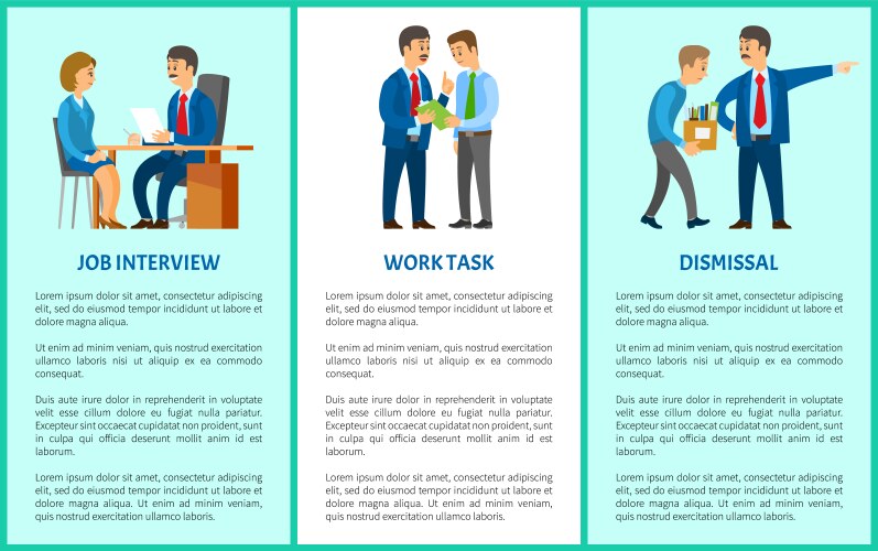Job interview poster boss interviewing Royalty Free Vector