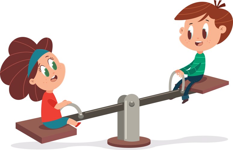 Cartoon kids see saw Royalty Free Vector Image