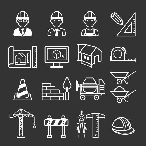 Architecture construction building icon set Vector Image