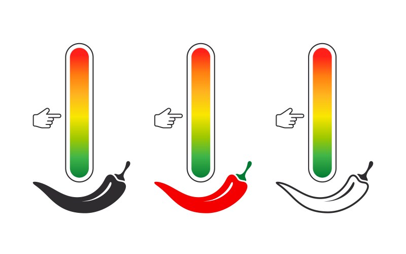 Hot natural chili pepper symbols set of red spicy Vector Image