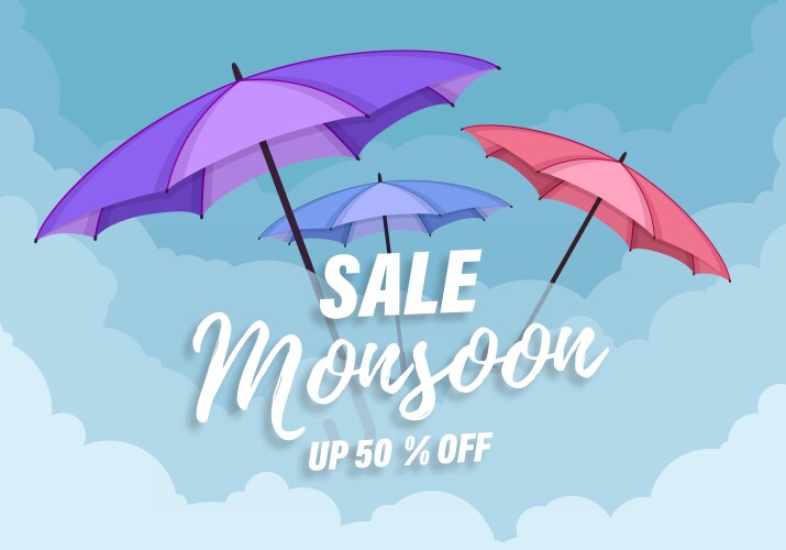 Monsoon sale season promotional offers shop Vector Image