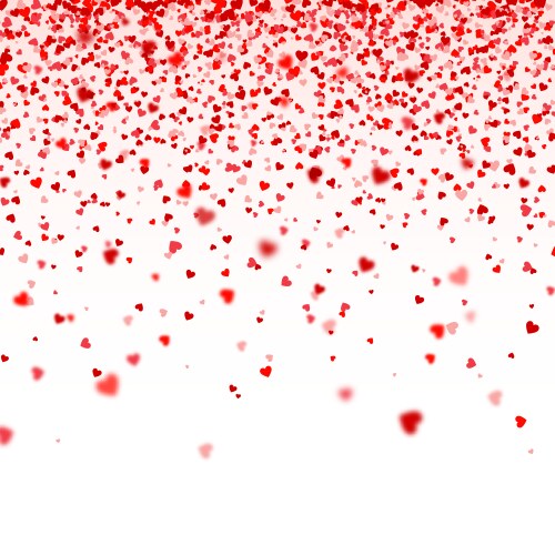 Valentines day falling red hearts on white Vector Image