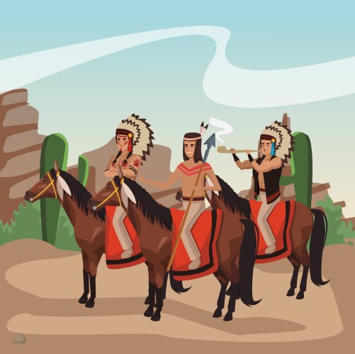 American indian warriors tribe Royalty Free Vector Image