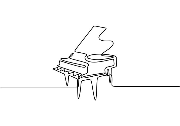 Continuous line drawing of men playing piano Vector Image