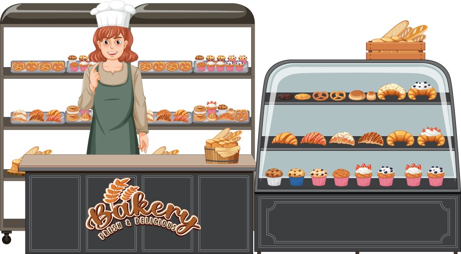 A bakery shelf display isolated Royalty Free Vector Image