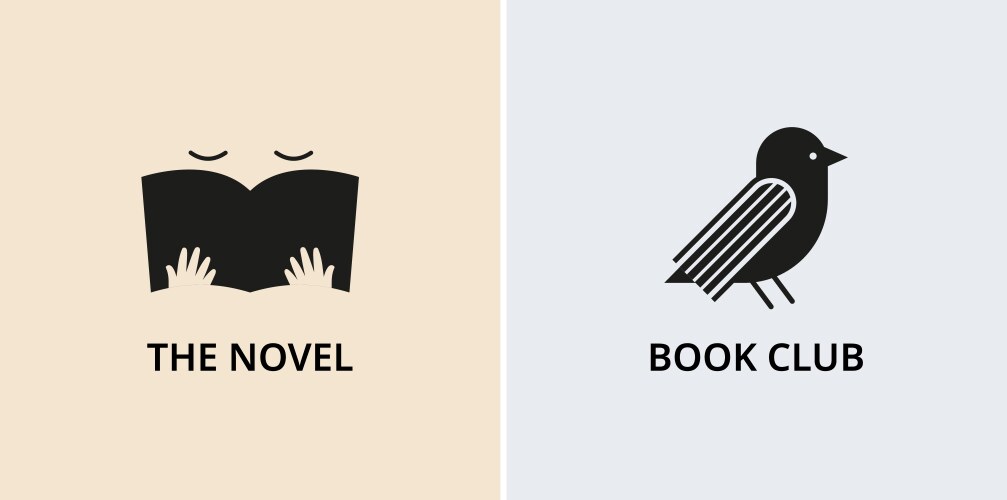Minimalist book reading and writing logo minimal Vector Image