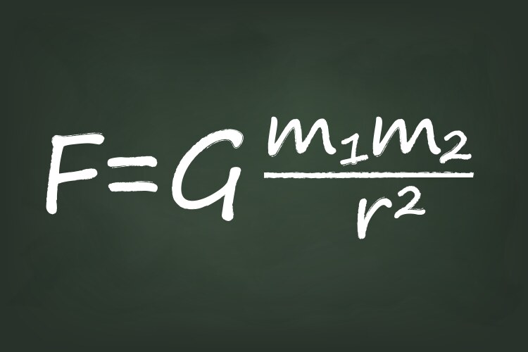 Newtons law of universal gravitation formula Vector Image