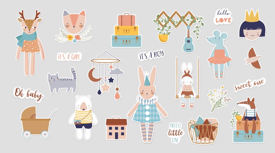 Children decorative elements Royalty Free Vector Image