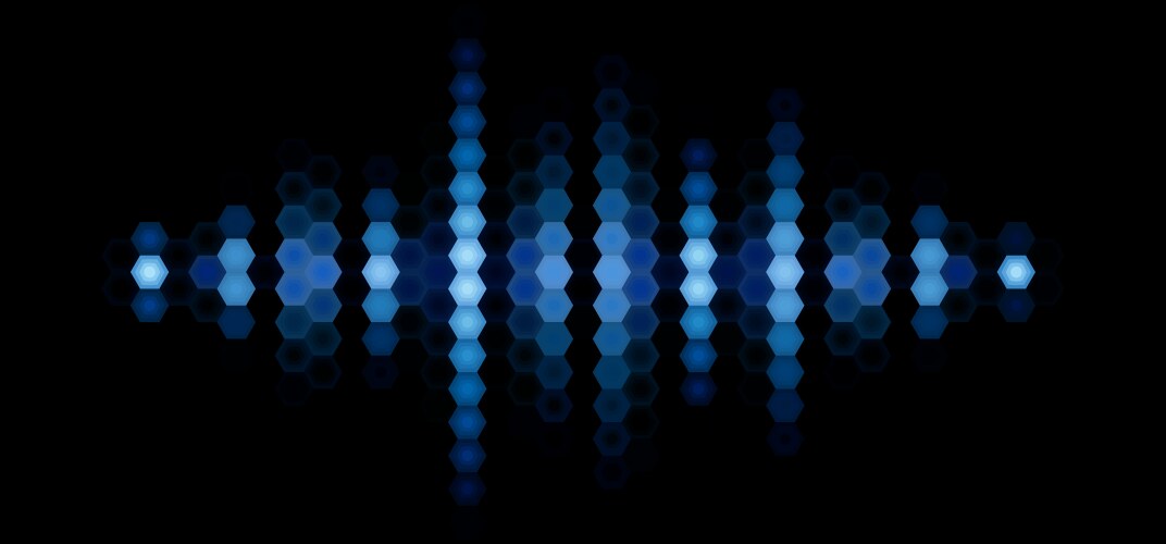 Audio or music shiny sound waveform with hexagonal