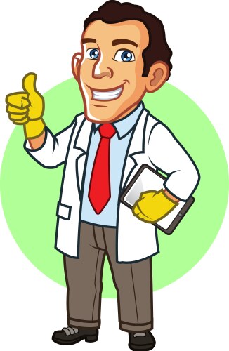 Crazy scientist man character holding flask Vector Image